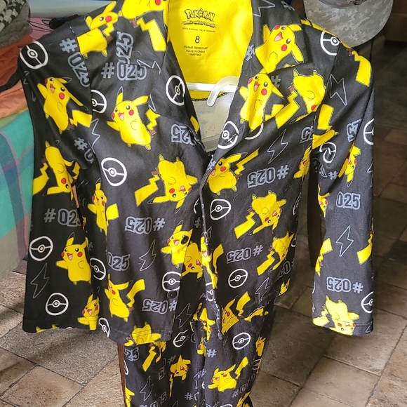Pokemon | Pajamas | Pokemon Pikachu Black And Yellow Boys Button Down ...